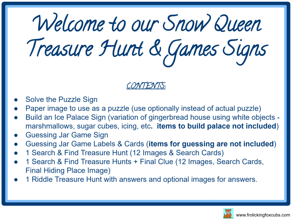 Printables for an Amazing Snow Queen Party – Frolicking Fox Cubs
