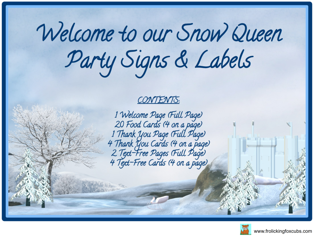 Printables for an Amazing Snow Queen Party – Frolicking Fox Cubs